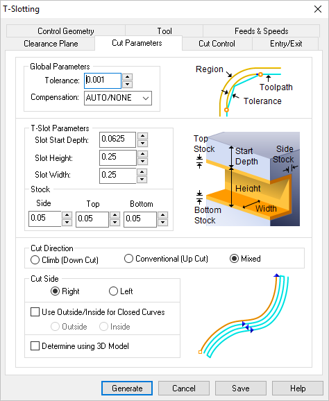 MILL Module > Creating 2½ Axis Operations > T-Slotting